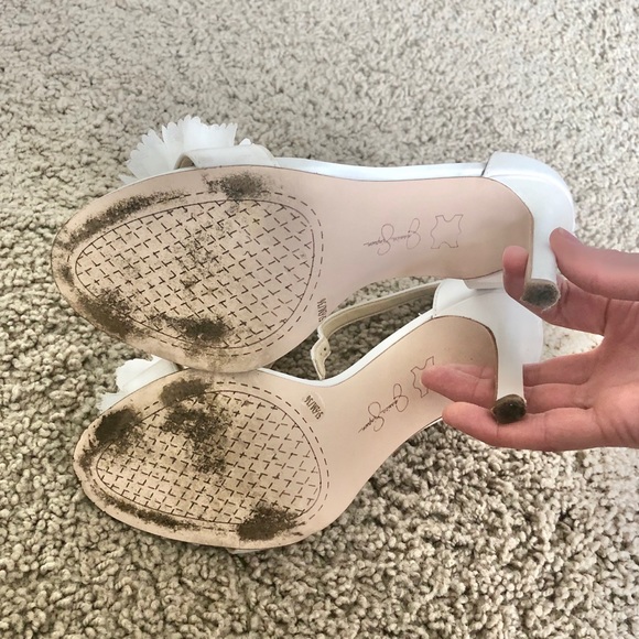 Jessica Simpson | Shoes | Jessica Simpson White Satin Sandals | Poshmark
